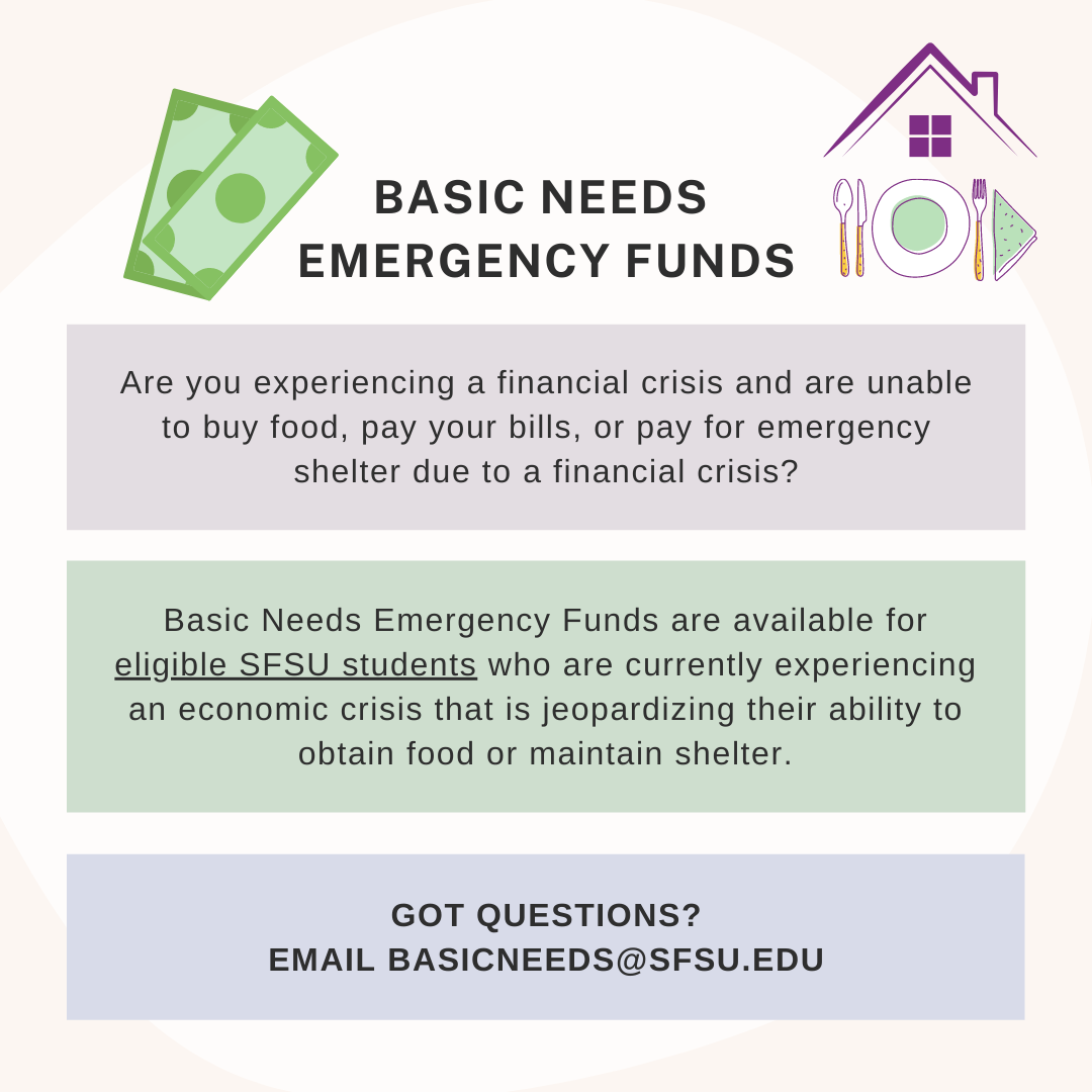 Basic Needs Emergency Funds | Food+Shelter+Success